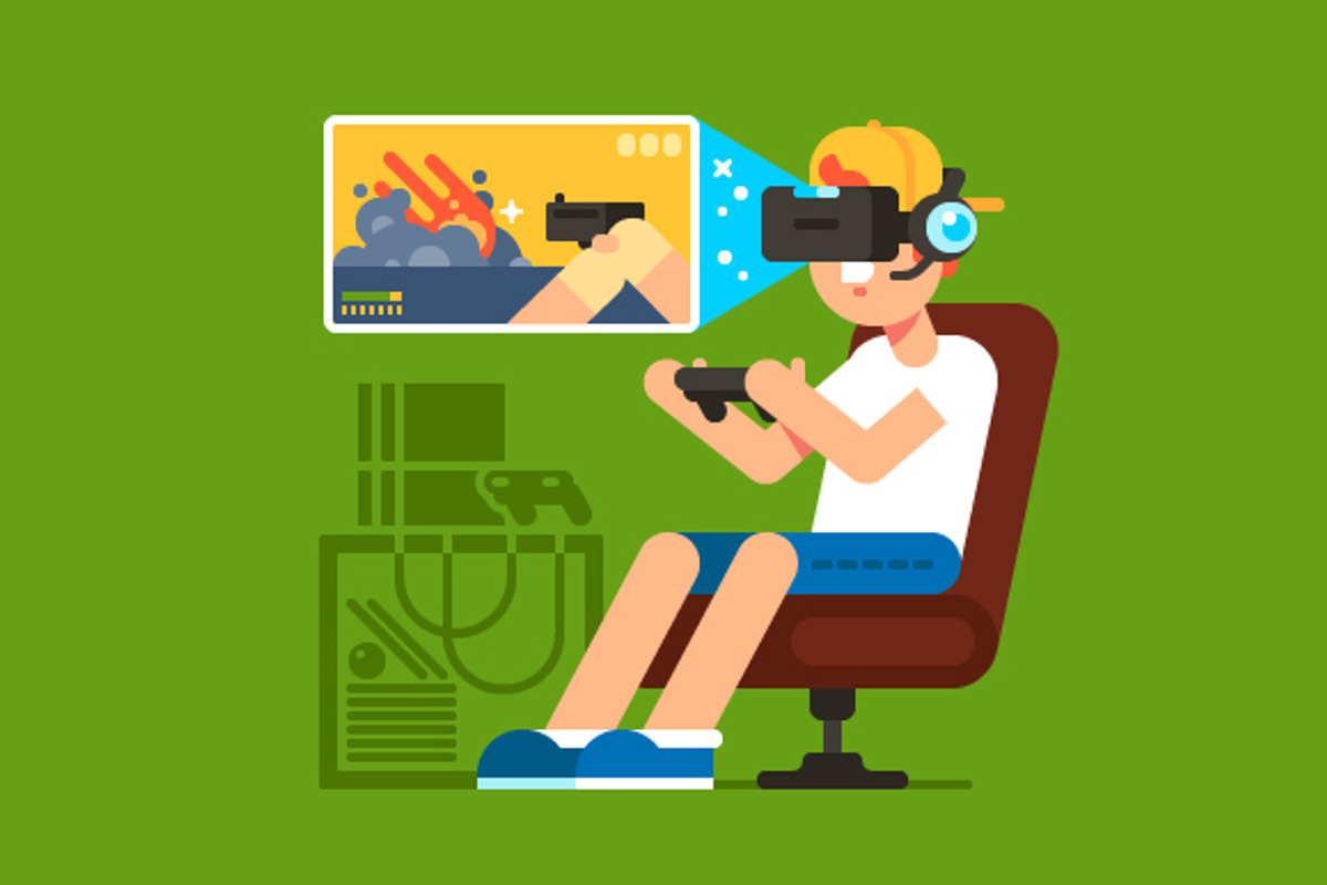 VR Gaming, a Technology Illustration by JulyPluto