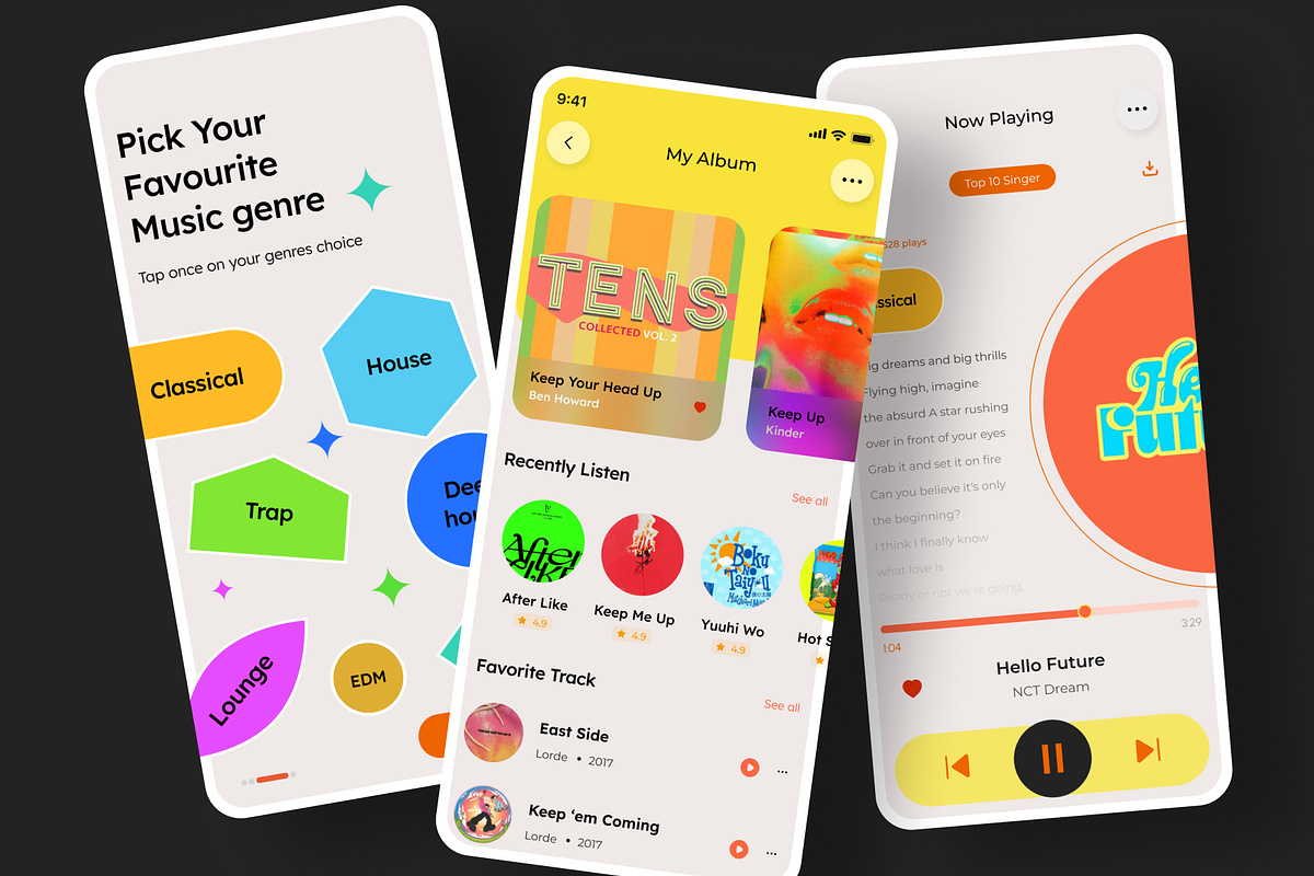 Music app design mobile app UI KIT