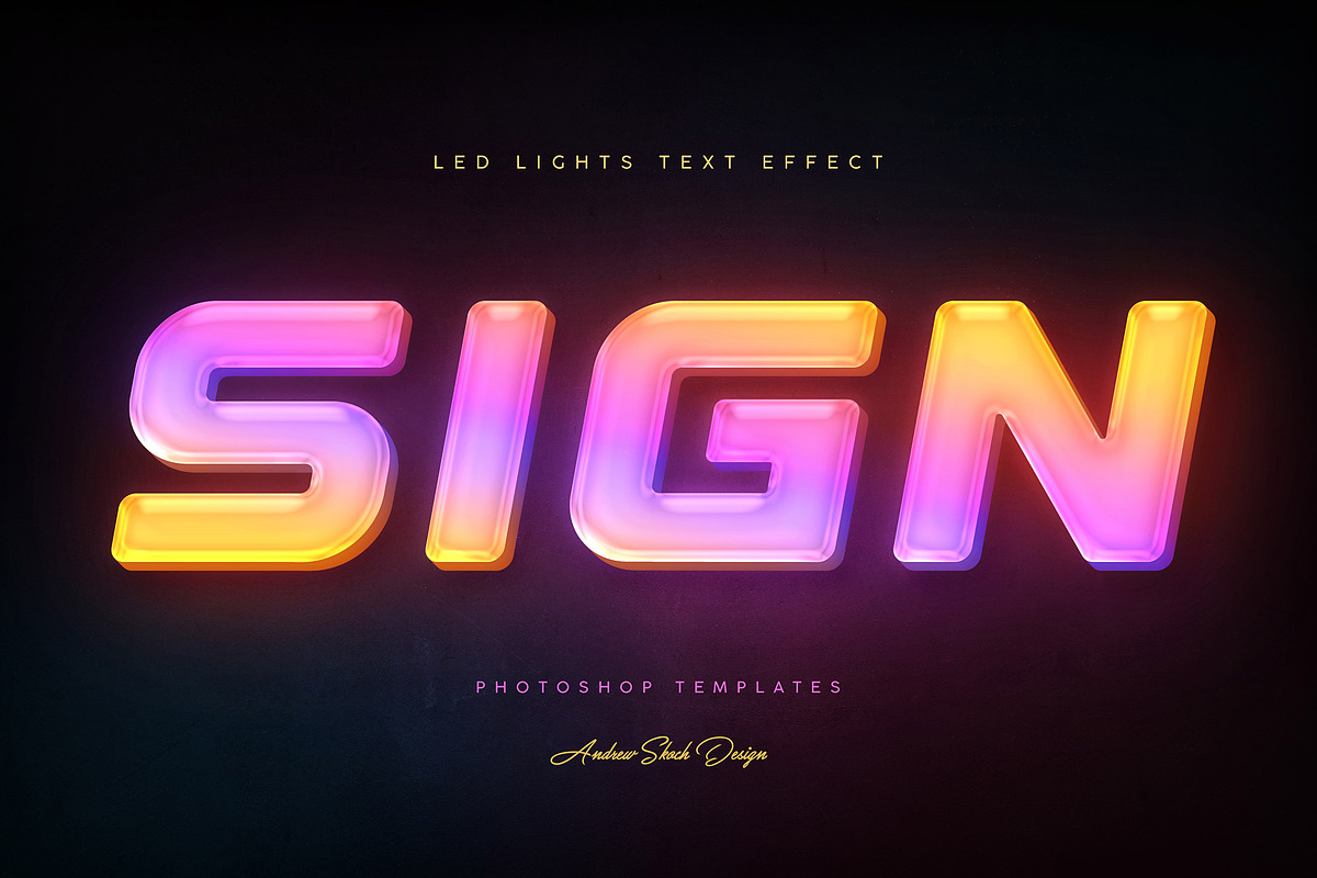 Led Lights Text Effects, a Layer Style Add-On by Andrew Skoch Design