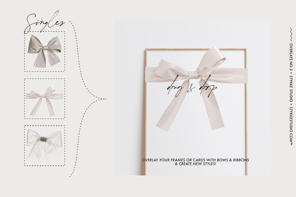 BOW & RIBBON overlay clipart mockups, an Object Graphic by Stykke Studio