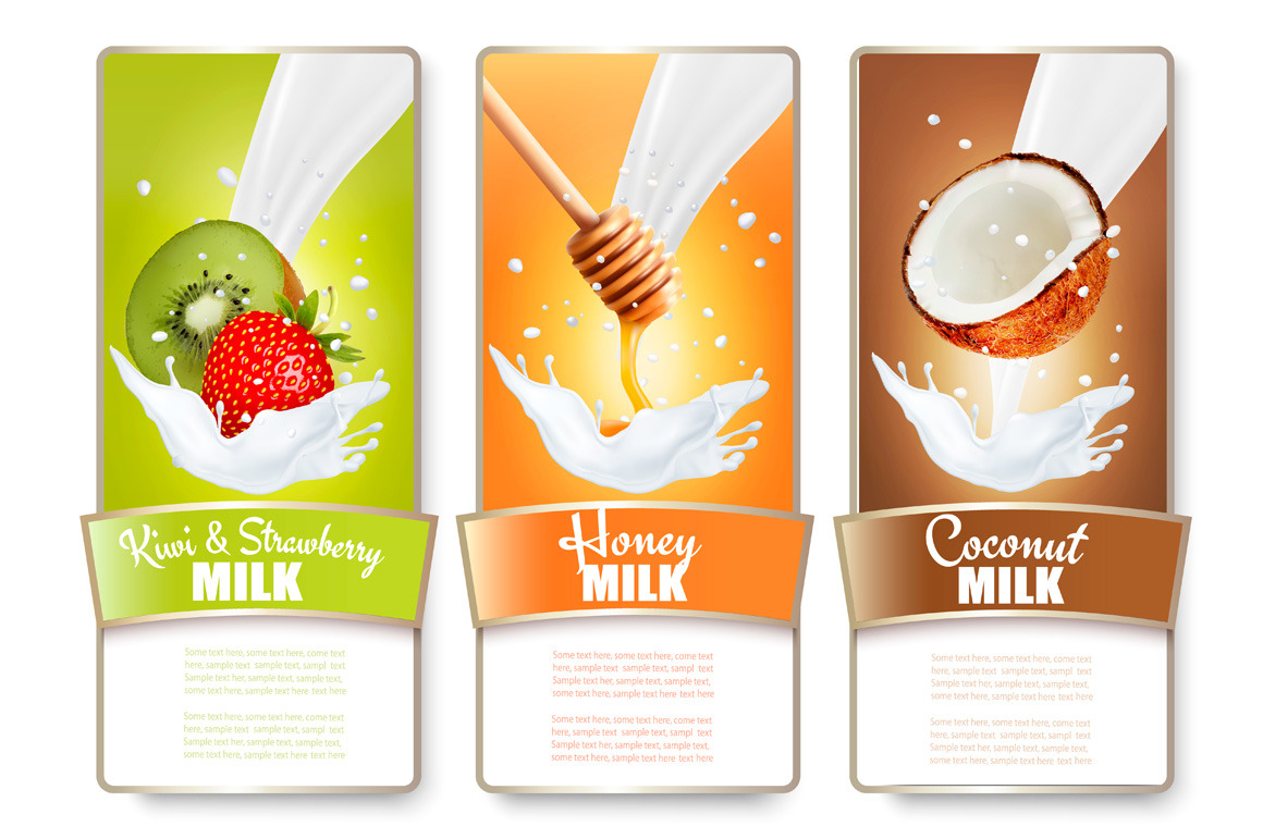 Set of three labels, a Food Illustration by ecco