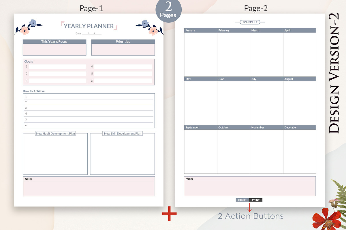 Yearly Planner in Word & Digital PDF