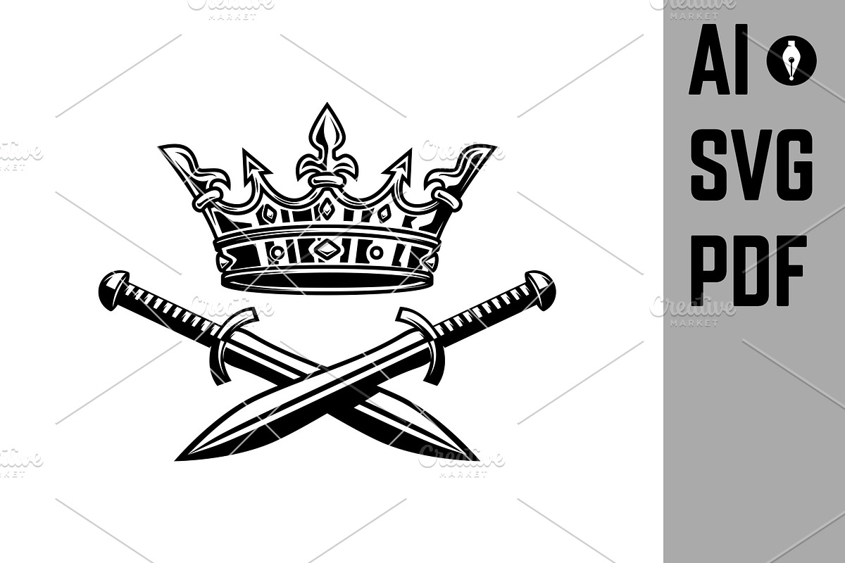 Illustration of crown and swords, an Object Illustration by Vectorhight