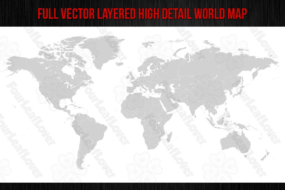 Hi Detail Vector World Map, an Illustration by FourLeafLover