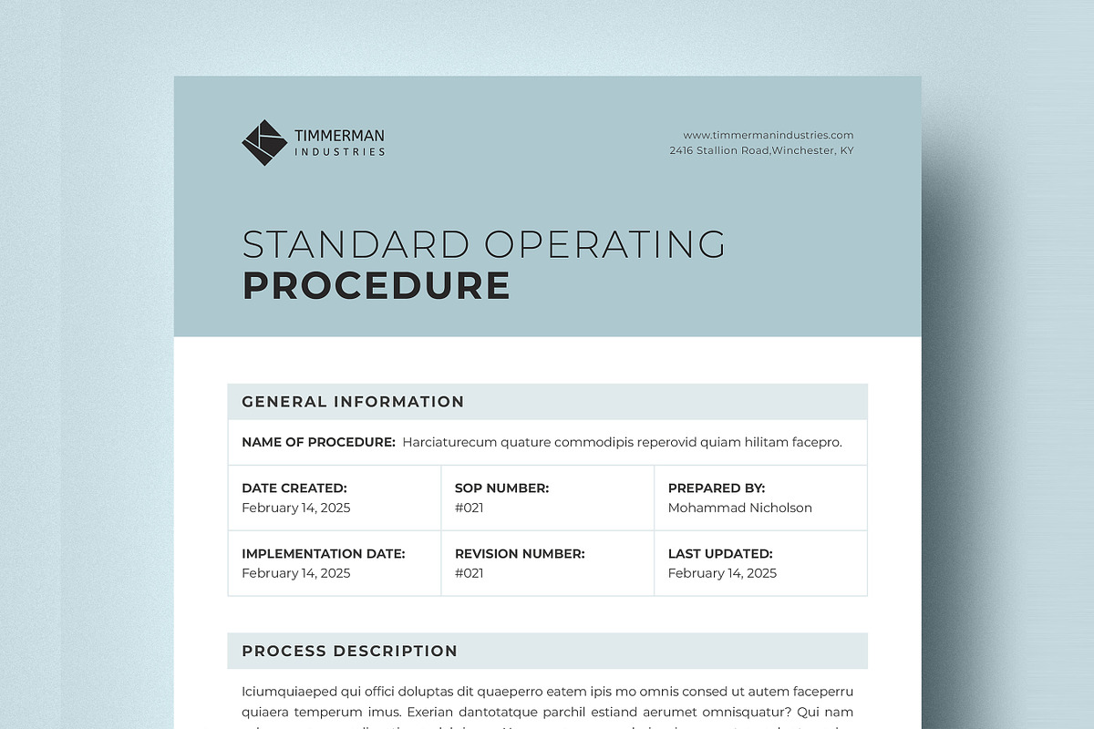 Standard Operating Procedure, SOP