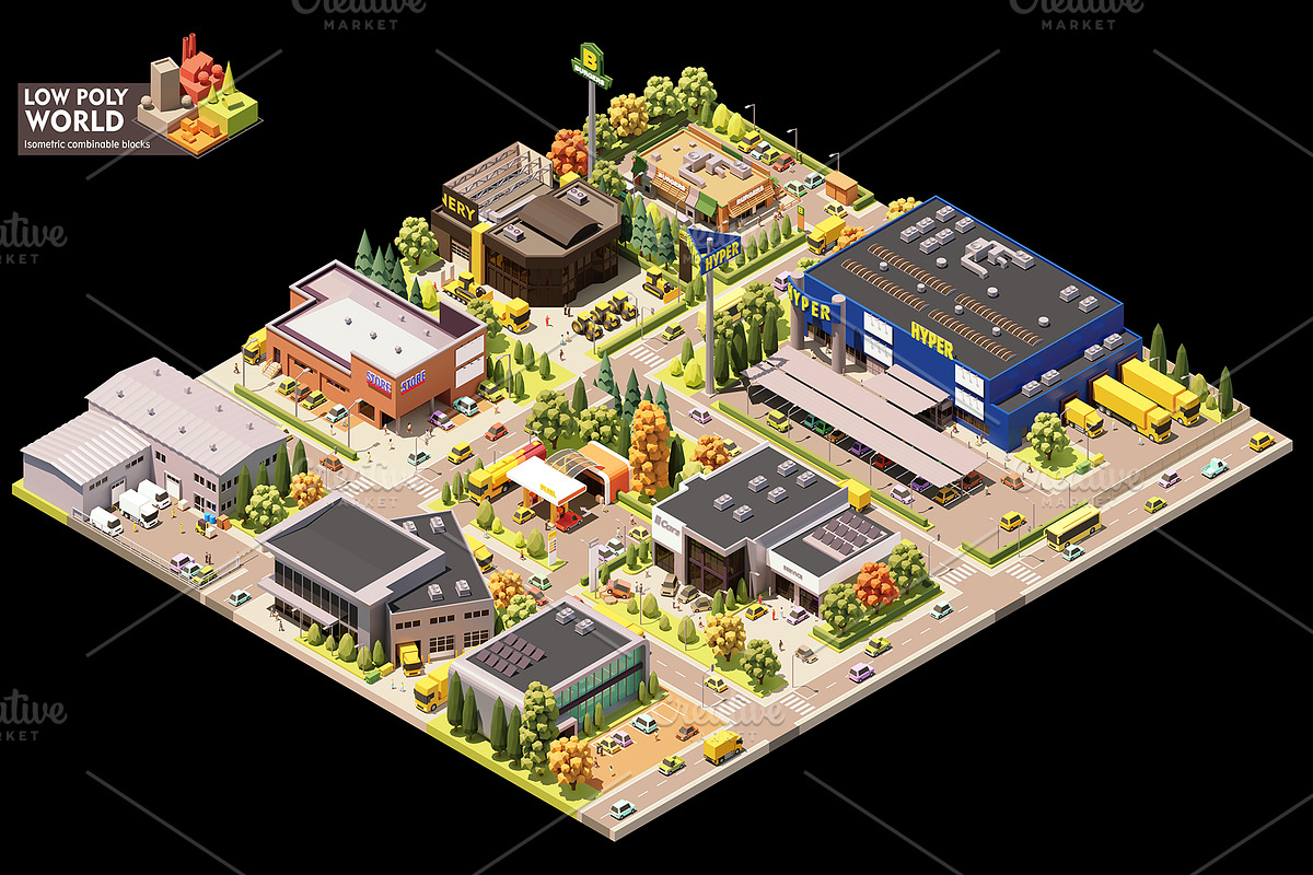 Vector isometric world map elements