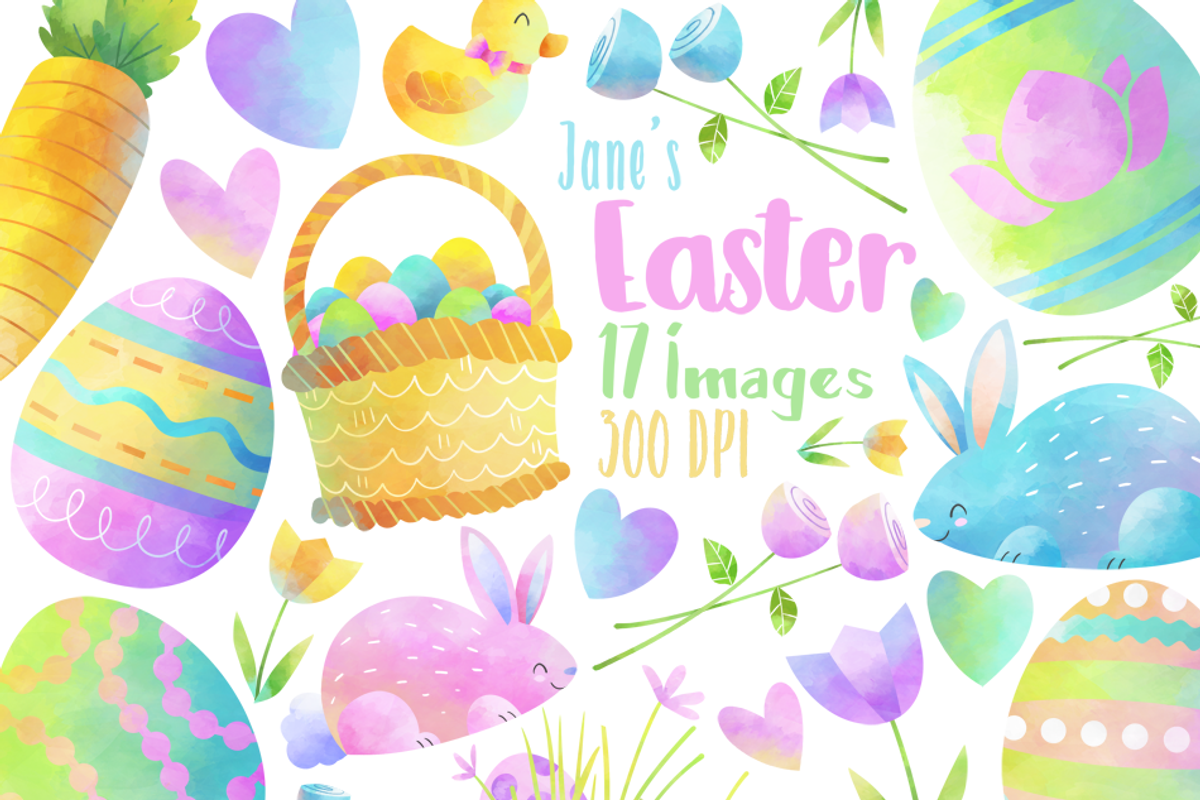 Watercolor Easter Clipart, an Illustration by DigitalArtsi