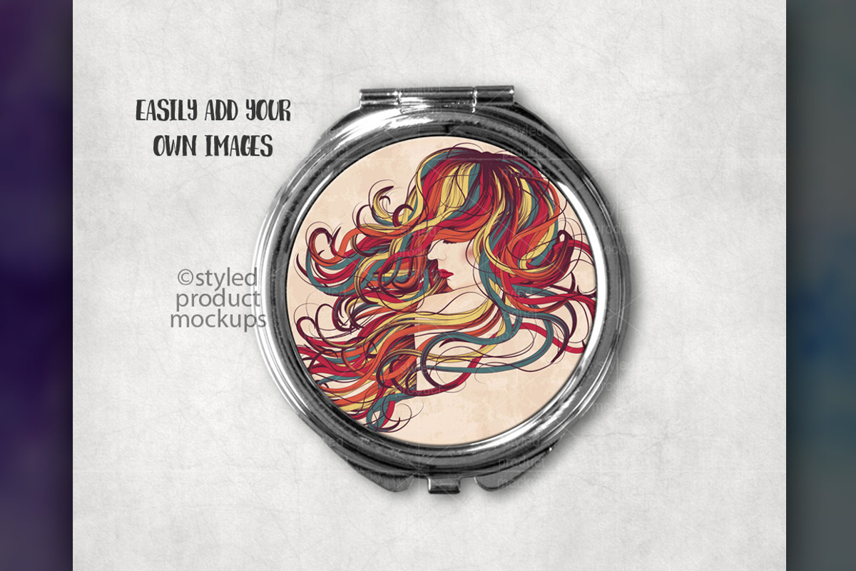Round compact mirror mockup, a Mockup by StyledProductMockups