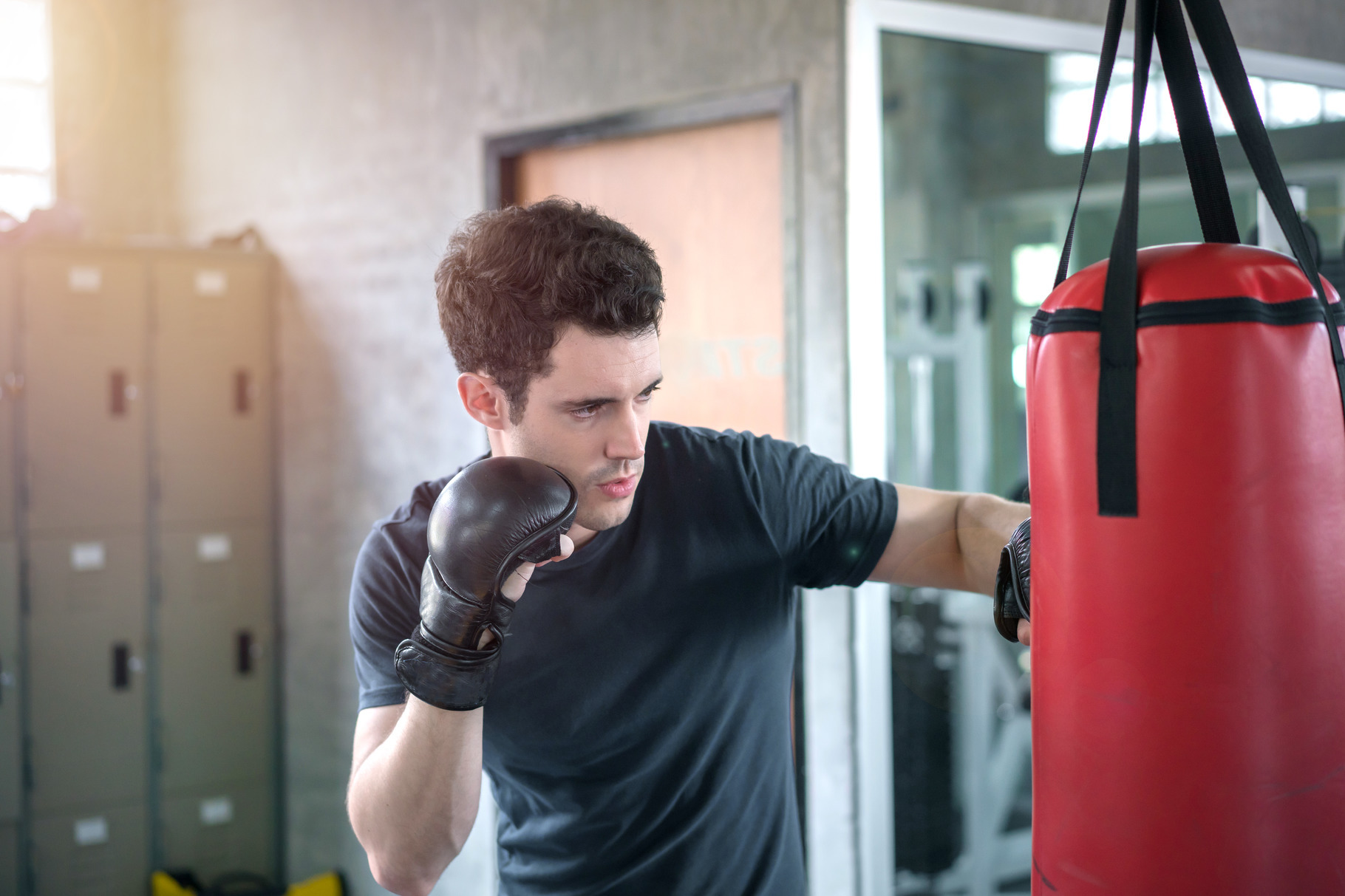 Handsome man in boxing gloves punch featuring boxing, boxer, and kick ...