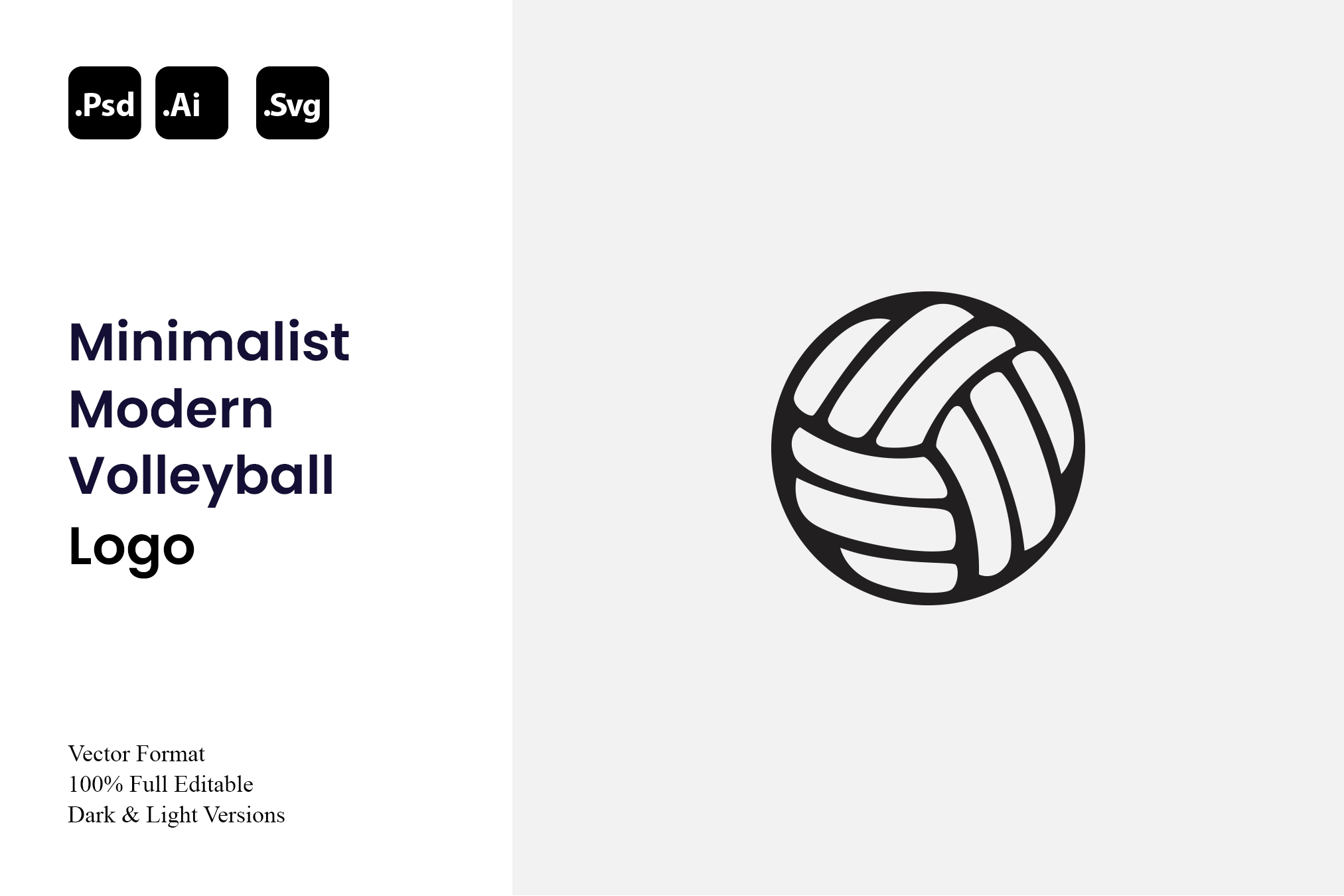 Minimalist Modern Volleyball Logo | Creative Market