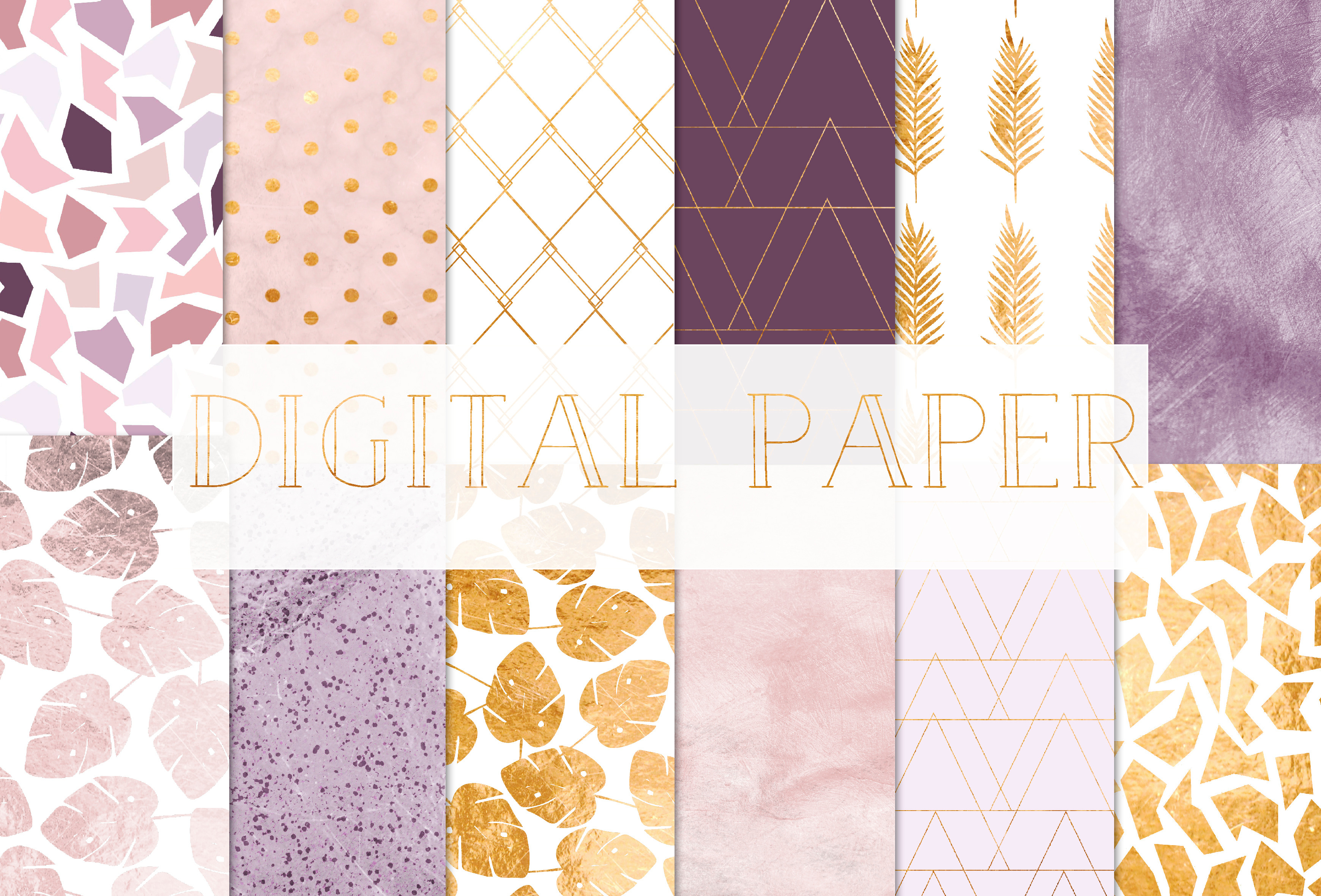 digital paper gold and purple, a Background Graphic by GraphicRain
