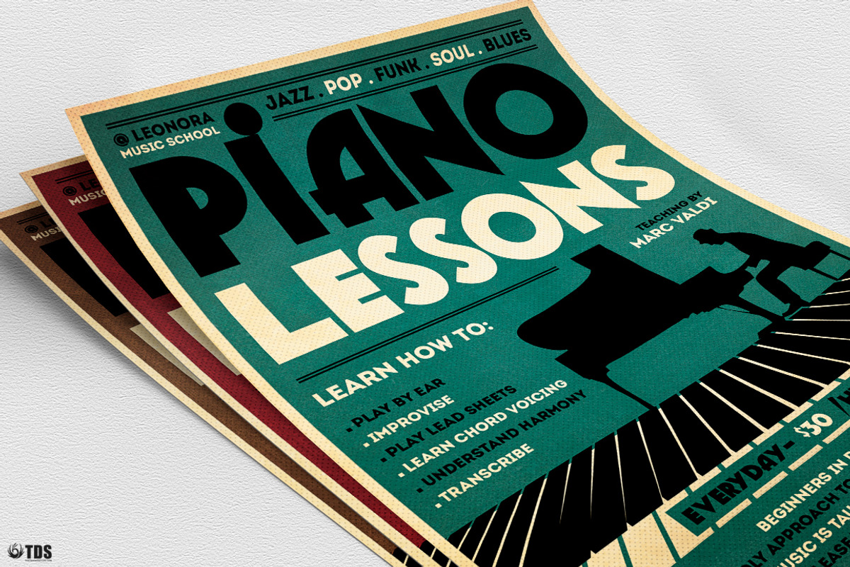 Piano Lessons Flyer Template, a Flyer Template by ThatsDesign Art