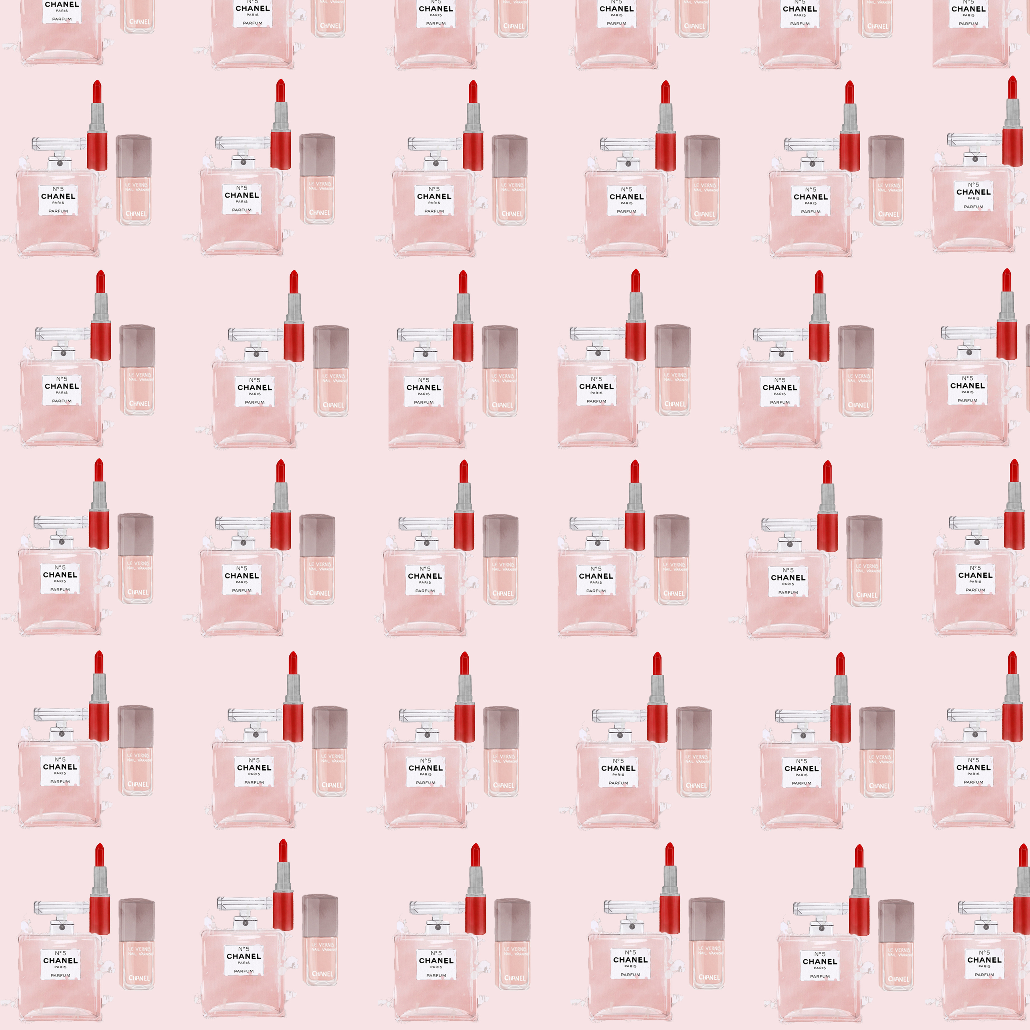 Make-Up Illustrations Pattern, a Wallpaper Graphic by Hoopla & Hype