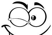 Black And White Winking Face, a Person Illustration by HitToon