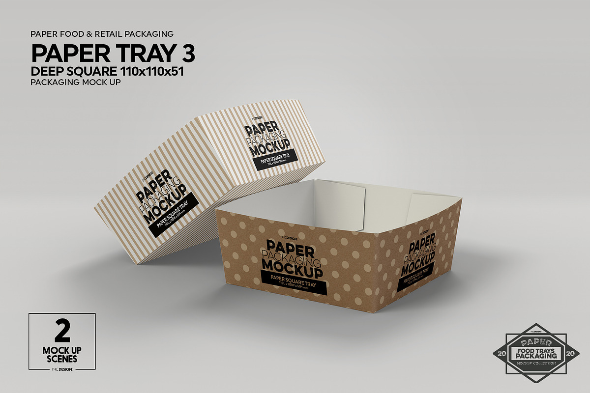 Paper SquareTray 110x110x51mm Mockup, a Cups & Container Mockup by ...