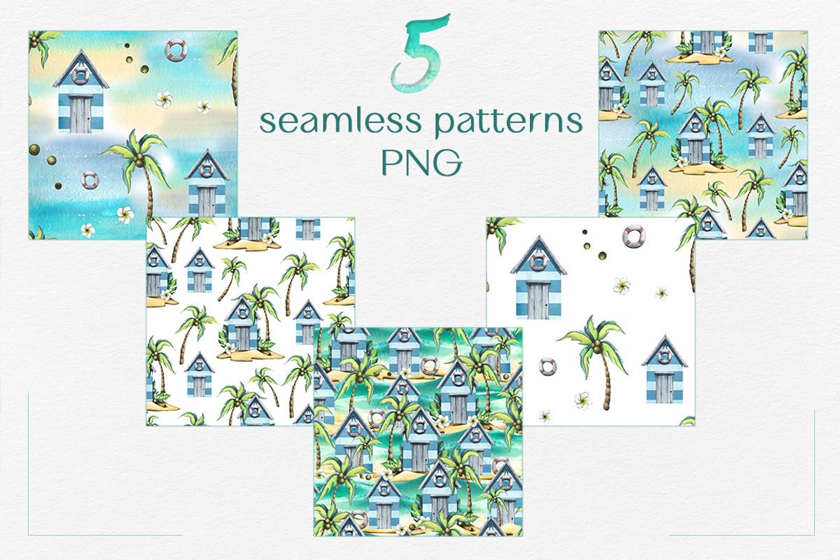 Tropical island watercolor clip art, an Object Illustration by NATASHA CHU