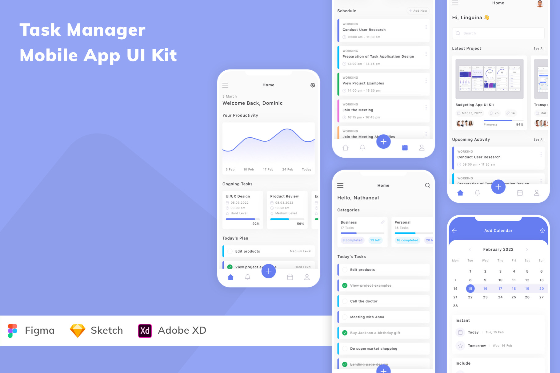 Task Manager Mobile App UI Kit, an UI Kit Template by Betush
