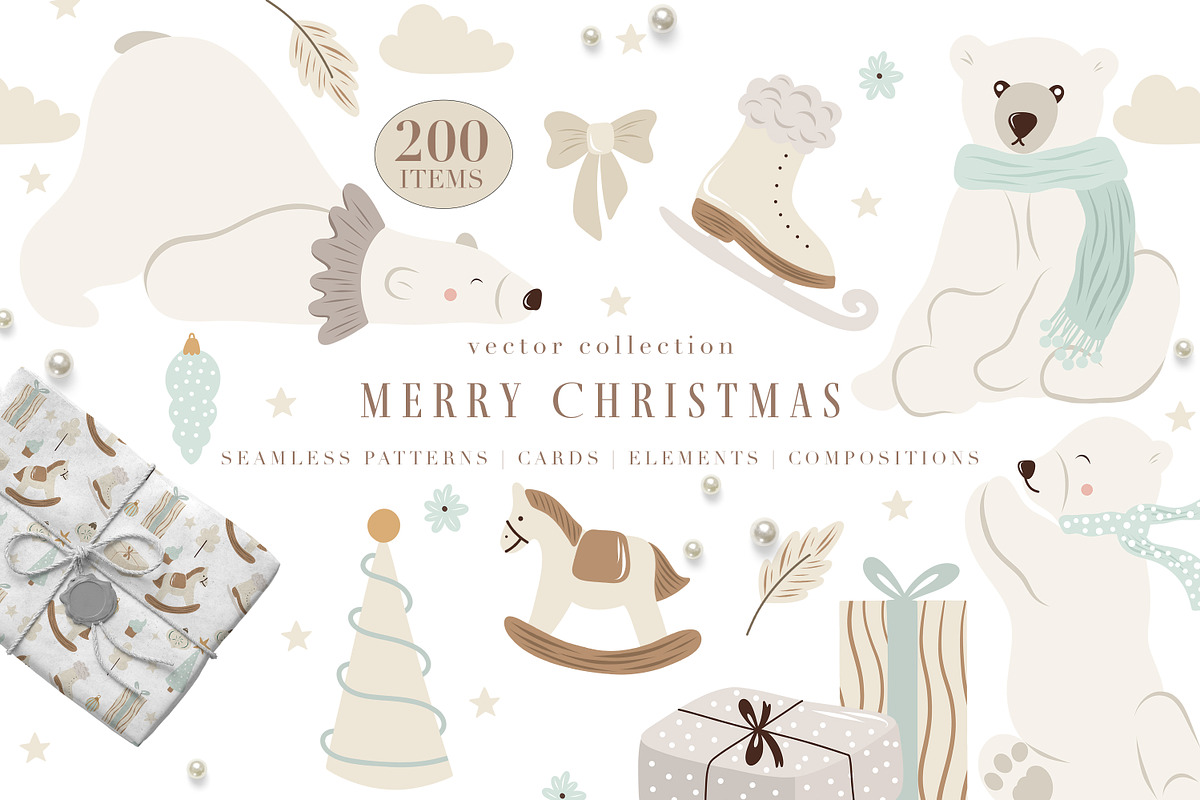Merry Christmas Vector Clipart Set