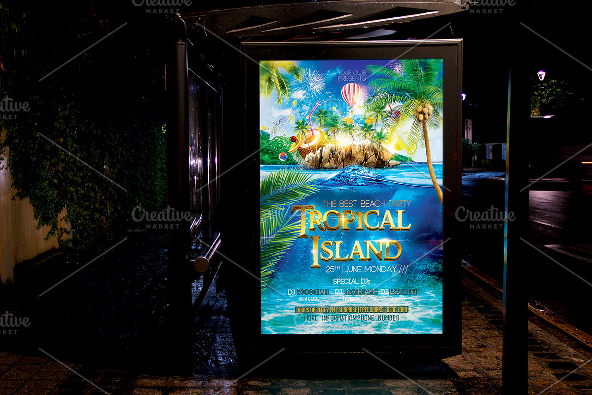 Tropical Island Party Flyer, a Flyer Template by Basez Flyers