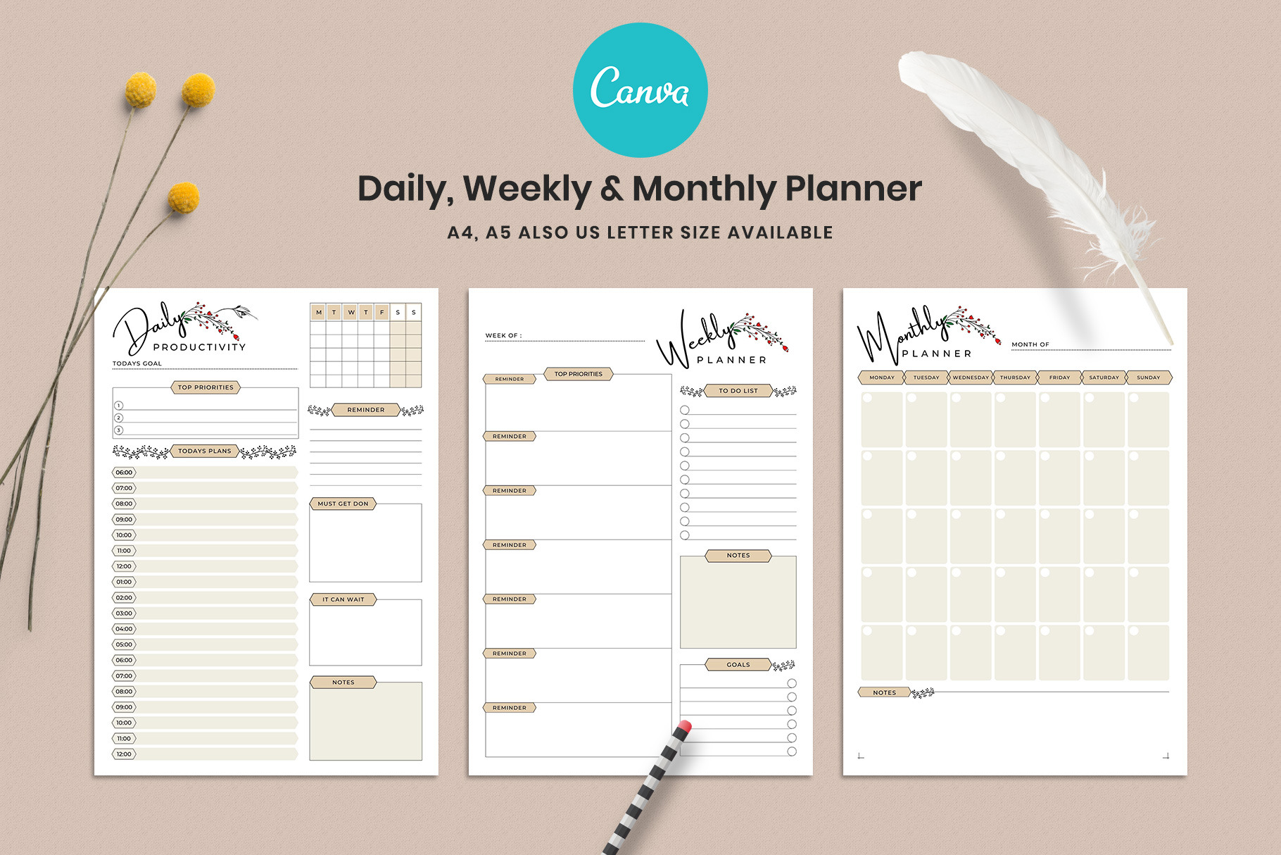 Daily Weekly Monthly Canva Planner