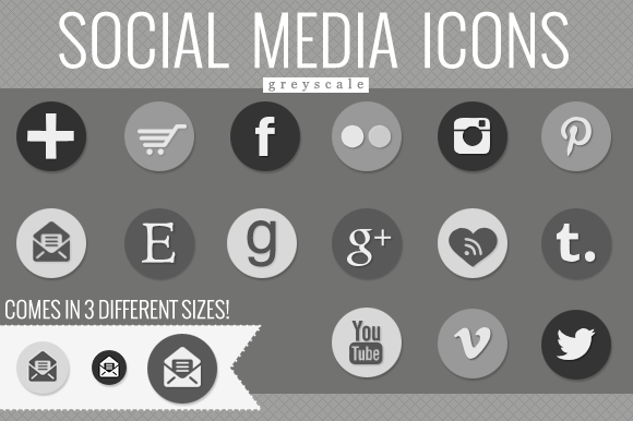 social media icons - greyscale | Icons ~ Creative Market