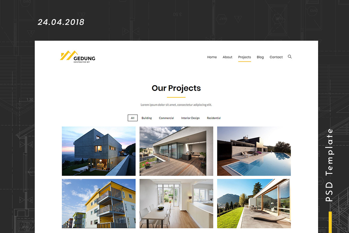 Contractor PSD Template - Gedung, a Landing Page Template by Themes Awesome