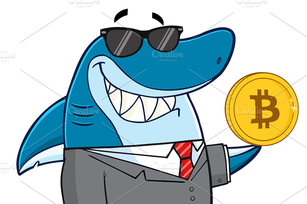 Shark Holding A Golden Bitcoin, an Animal Illustration by HitToon ...
