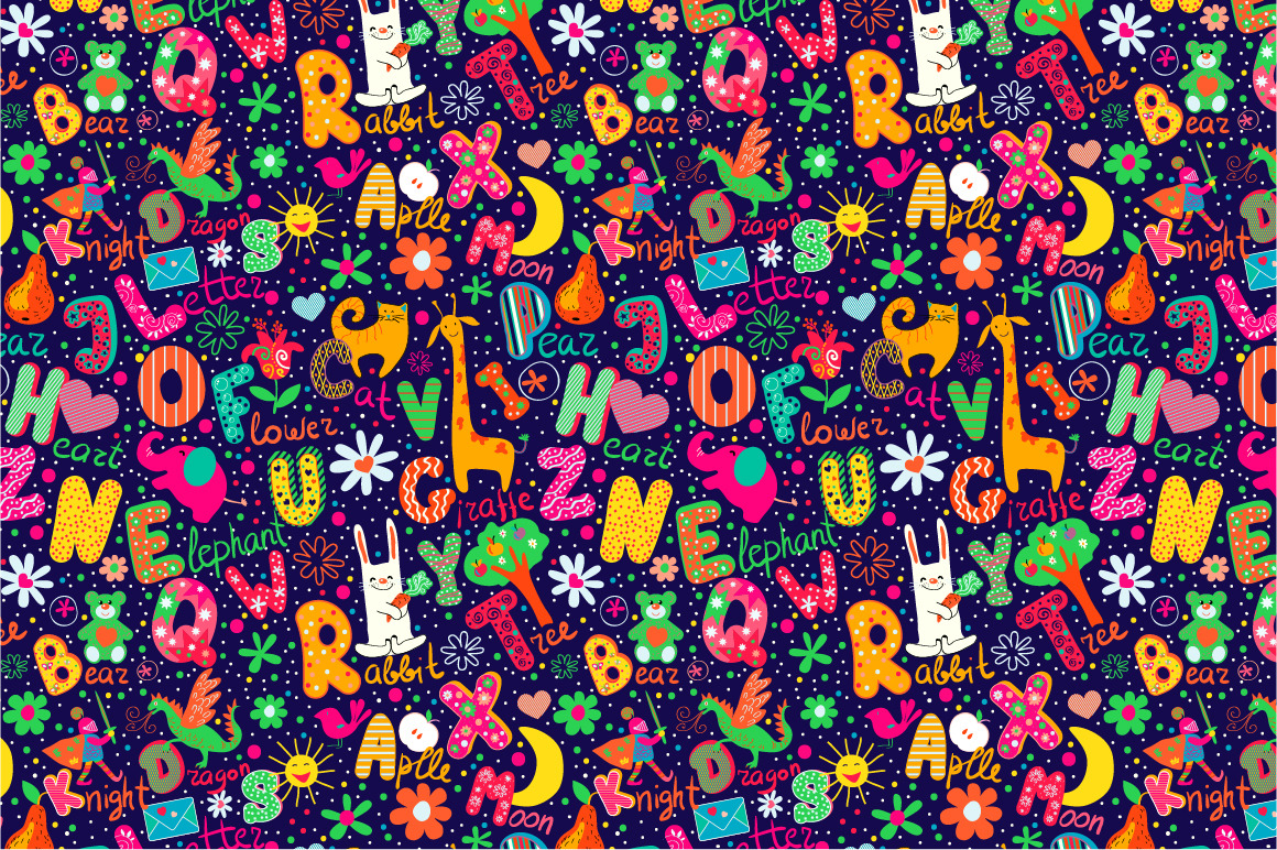 Pattern Colorful alphabet, a Pattern Graphic by Sunny_Lion | Creative ...