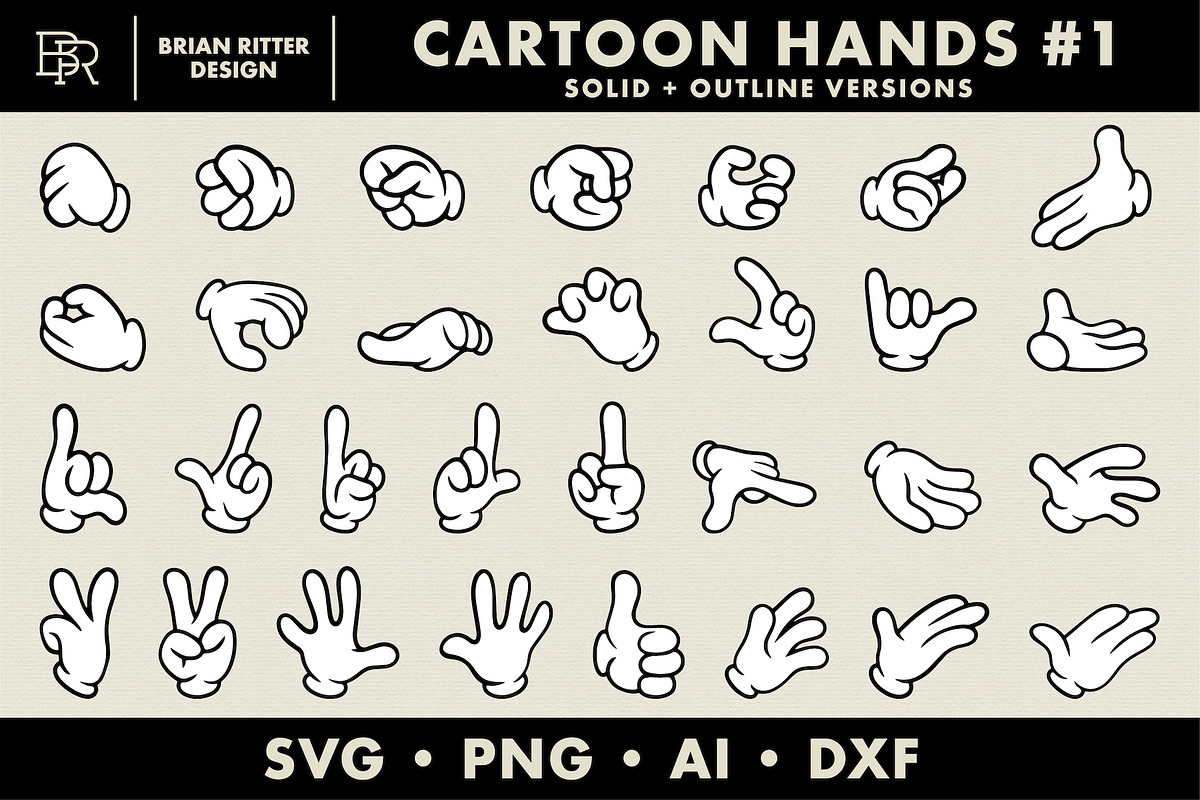 Cartoon Hands #1, an Object Graphic by Brian Ritter Design