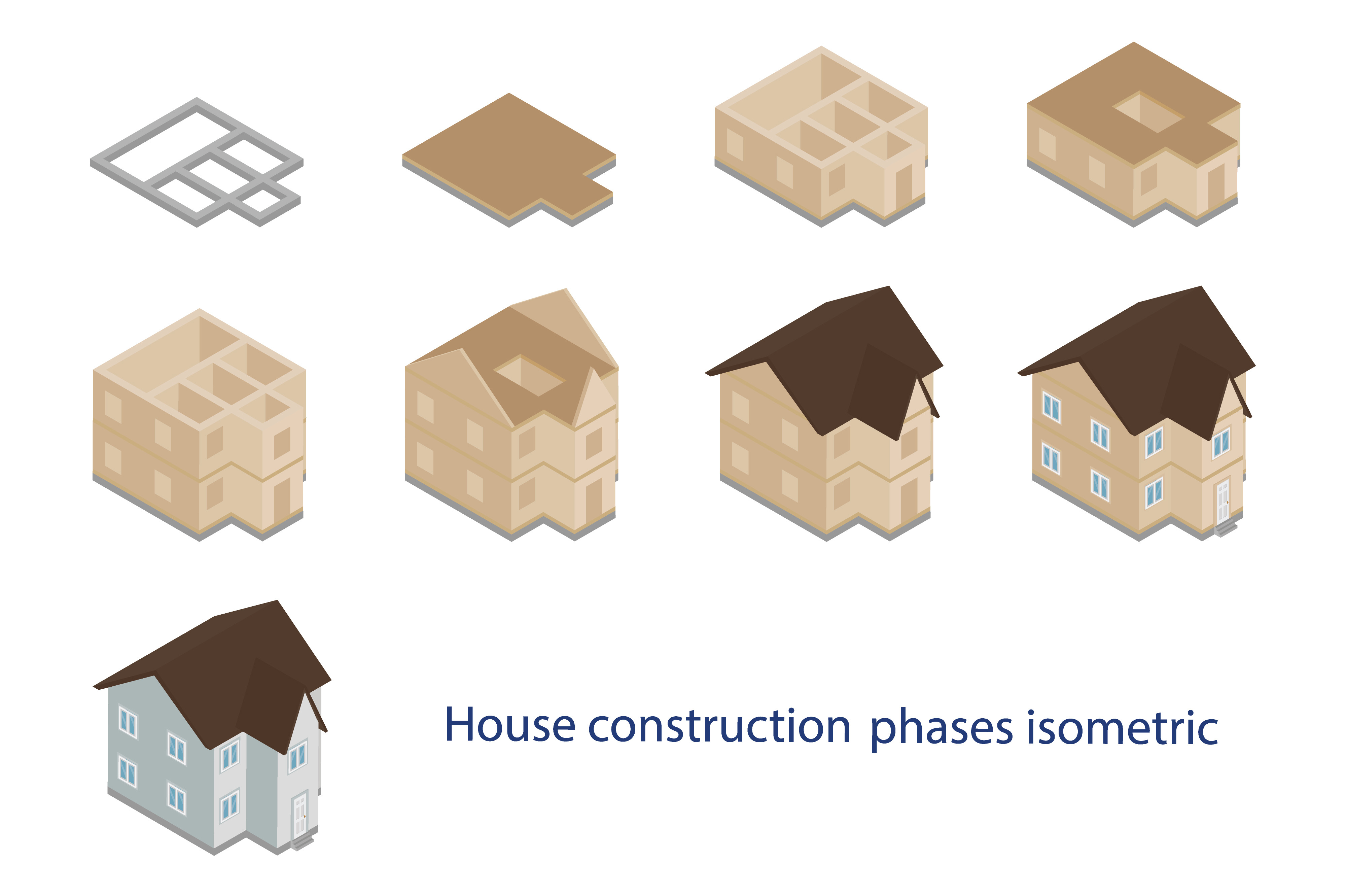 House construction phases, an Icon by Viktorijareut