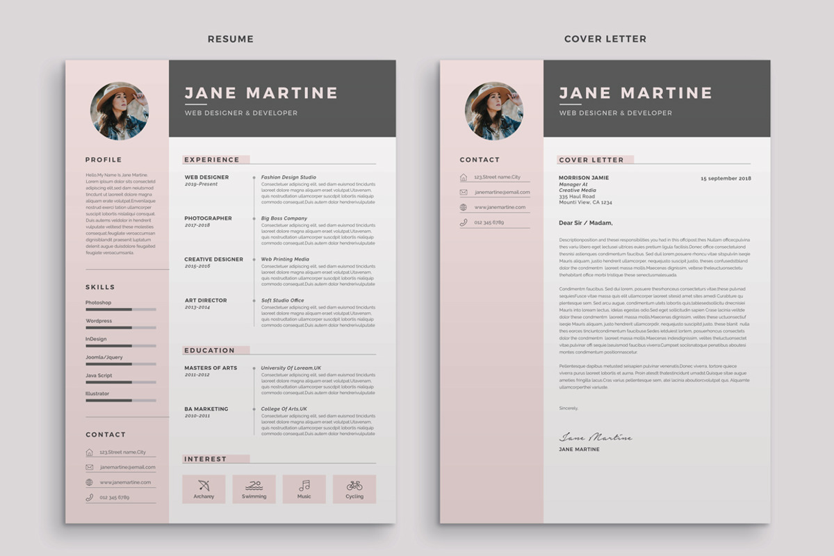 Resume/CV - Jane, a Resume Template by ThemeDevisers