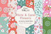 Coral Flowers Digital Paper, a Pattern Graphic by Hello Talii