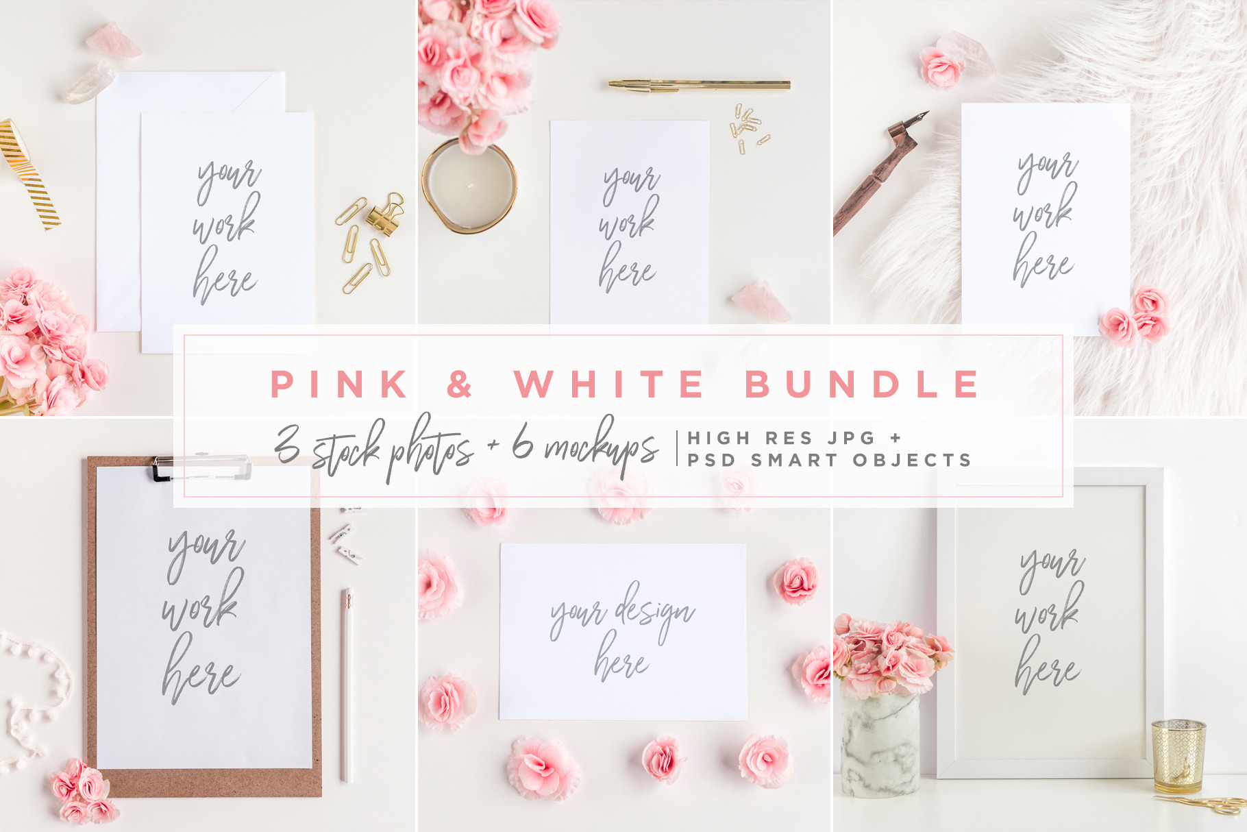 Pink & White Bundle - Mockups, a Product Mockup by Salt Color Studio