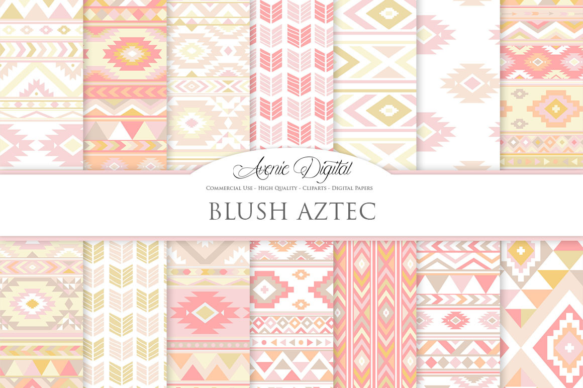 Blush Aztec Digital Paper, a Texture Graphic by Avenie Digital