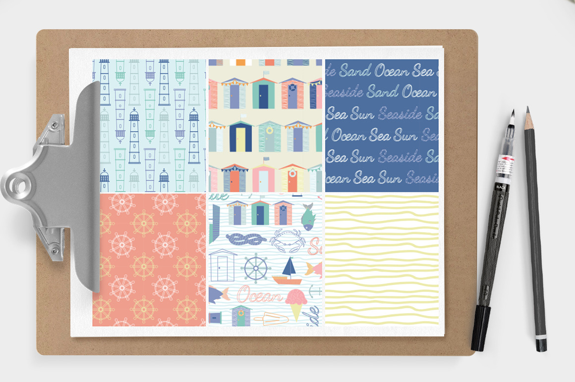 Nautical Seaside Digital Patterns, a Pattern Graphic by illuztrate
