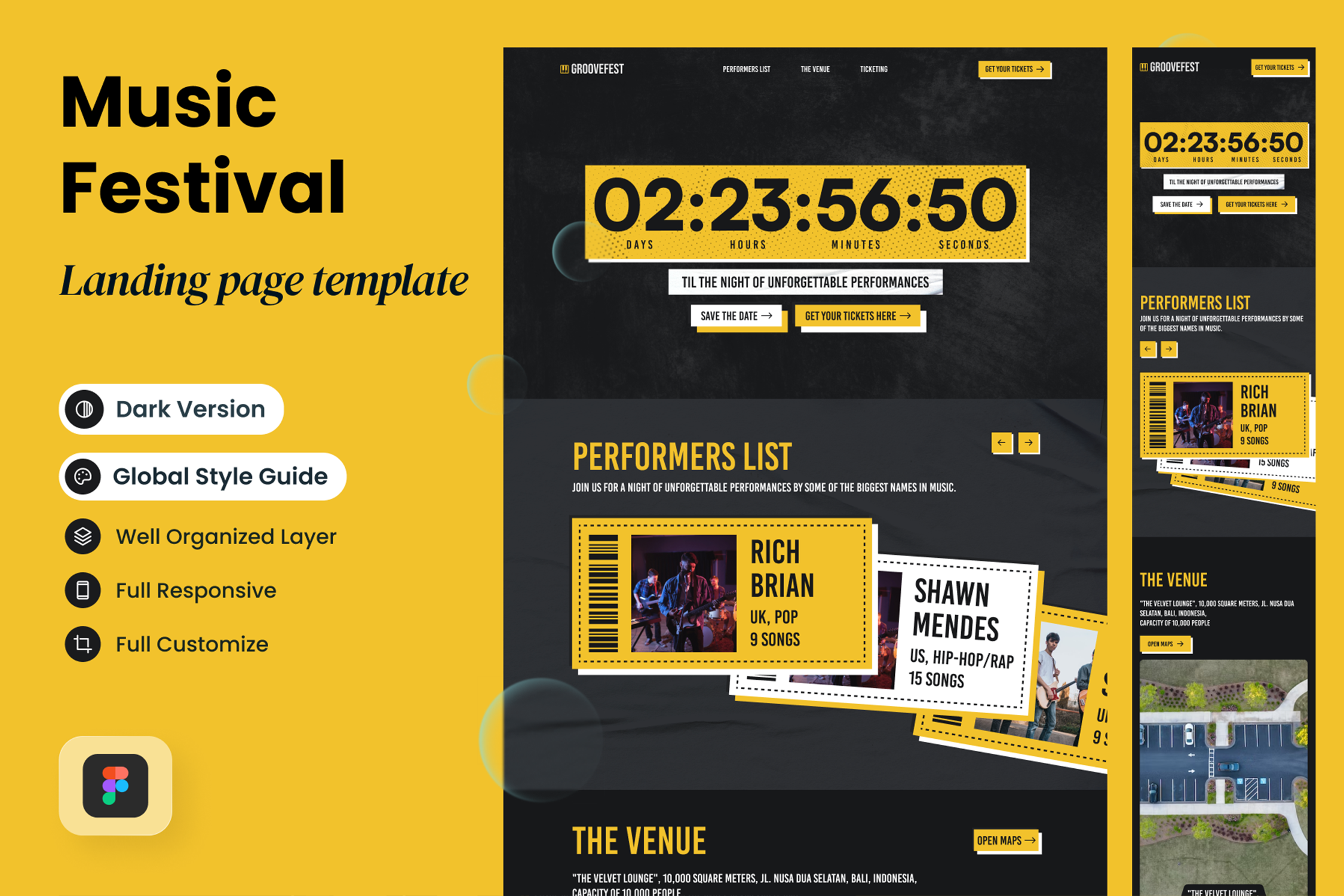 Music Festival Landing Page, a Landing Page Template by SLAB! Design