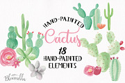 Watercolour Cactus Elements Clipart, an Illustration by Bloomella