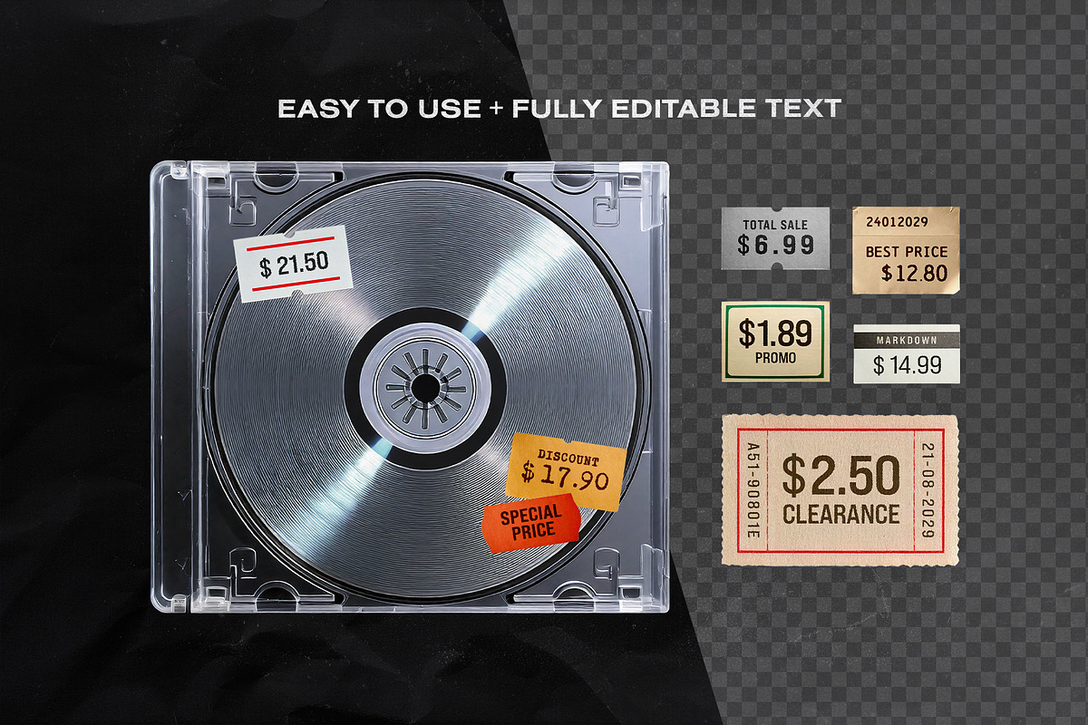 Vintage Price Stickers, an Object Illustration by DesignerCandies