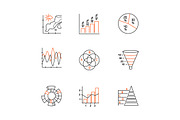 Chart and graph linear icons set, an Outline Icon by bsd studio