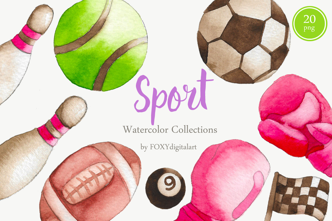 Watercolor Sports Fitness Clipart, a Decorative Illustration by ...