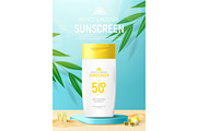Sunscreen ad flyer template | Healthcare Illustrations ~ Creative Market