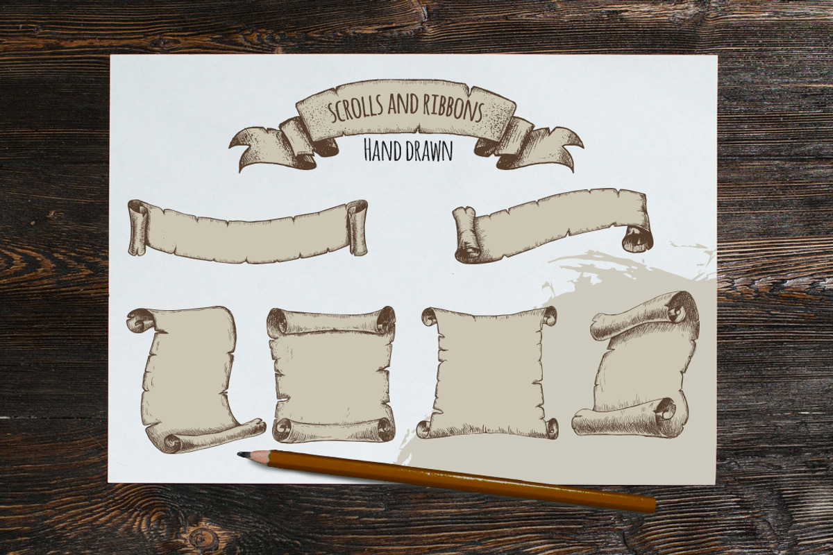 Old looking ribbons and scrolls, a Decorative Illustration by Sketches ...
