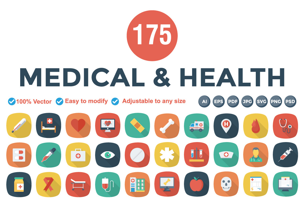 Flat Square Shadow Medical & Health, an Icon by Dinosoftlabs