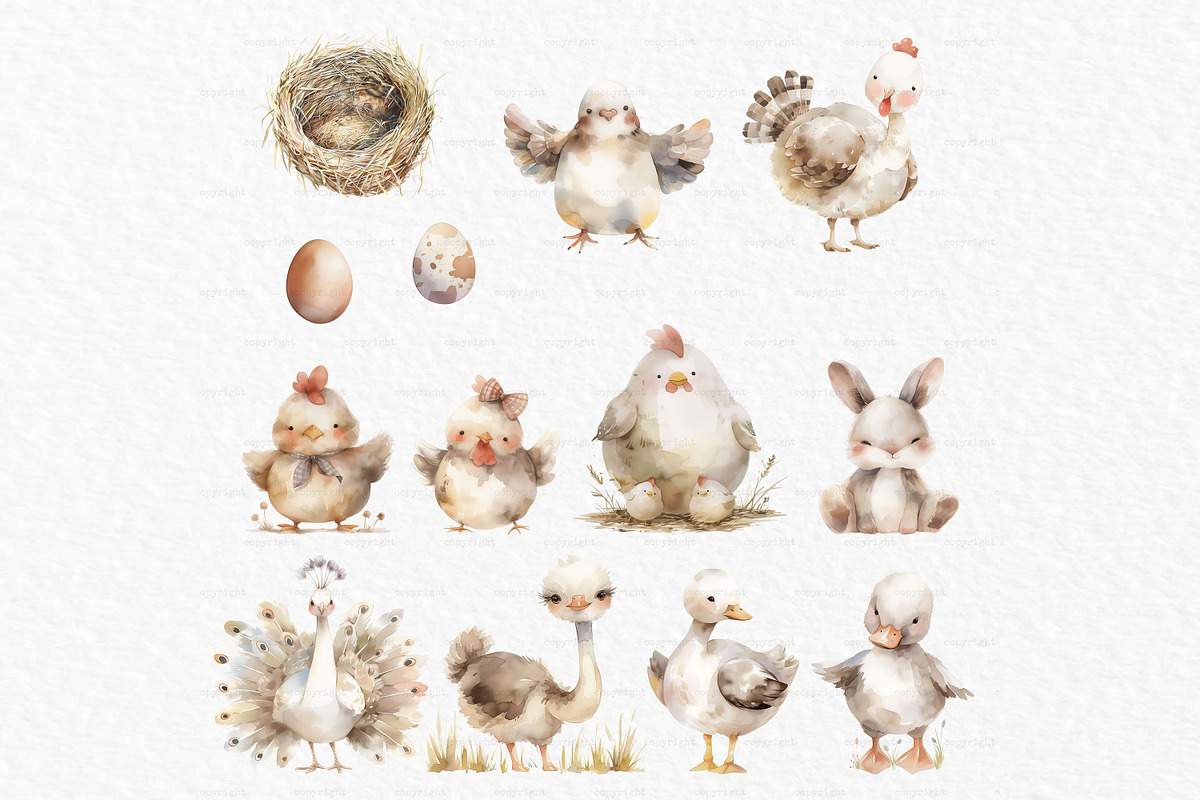 Farm animals clipart PNG, an Animal Illustration by MyLittleMeow