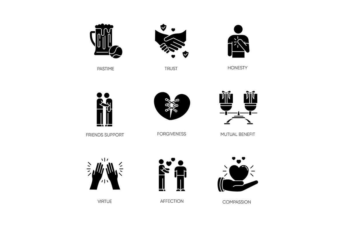 Friends relationship black icon set, a Solid Icon by IMG visuals icons