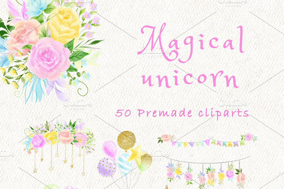 Magical unicorn clipart