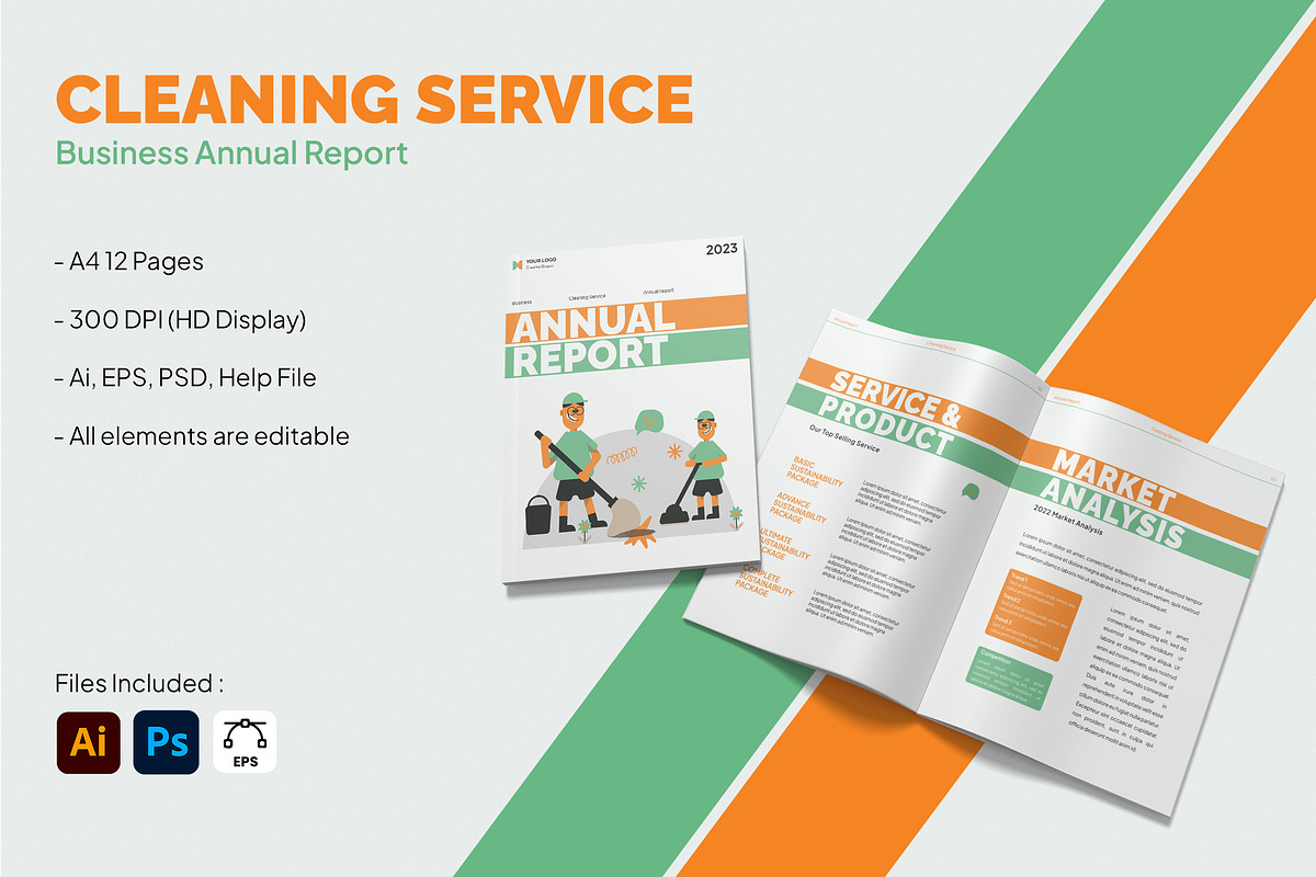 Cleaning Service - Annual Report, a Magazine Template by StreaksideStd