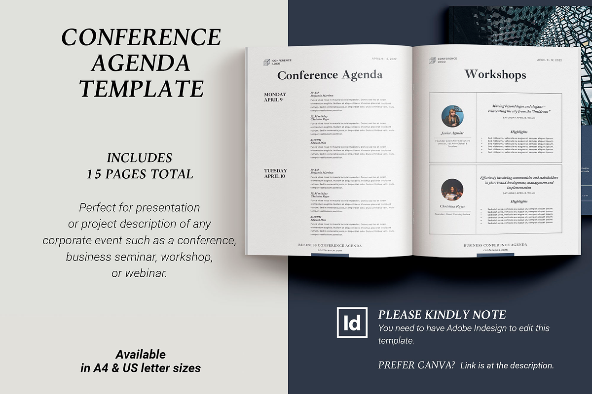 Conference Agenda InDesign template, a Magazine Template by 3.14&Co ...