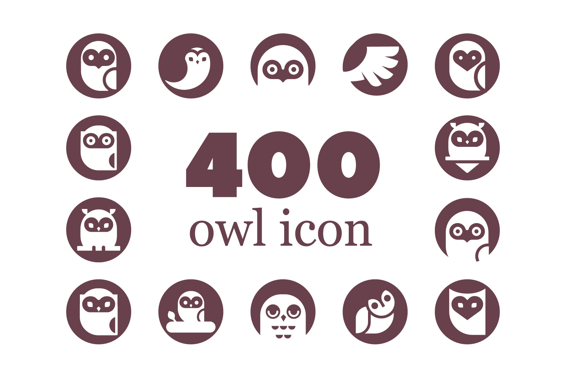400 Owl vector icon set, an Outline Icon by Vector_Art
