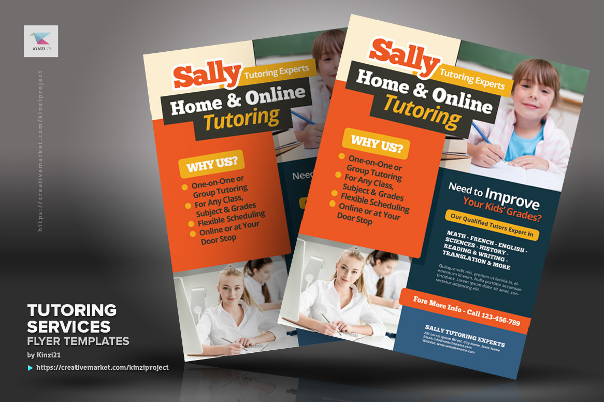 Tutoring Services Flyer Templates, a Flyer Template by kinzi21